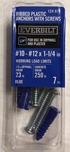 everbilt #10-12 x 1-1/4″ blue plastic ribbed plastic anchor with screws (7 pack)