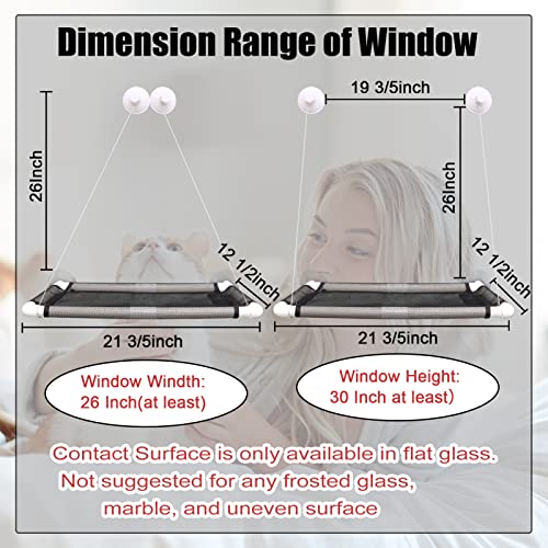 Cat Window Perch, Cat Hammock Window Seat w/Free Fleece Blanket 2023 Latest Screw Suction Cups Extra Large Sturdy Cat Bed Cat Resting Seat Hold Two Large Cats White Indoors (One Extra Suction Cup)