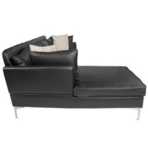 Flash Furniture Back Bay Upholstered Accent Pillow Back Sectional with Left Side Facing Chaise in Black LeatherSoft