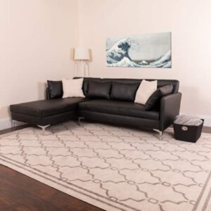 Flash Furniture Back Bay Upholstered Accent Pillow Back Sectional with Left Side Facing Chaise in Black LeatherSoft