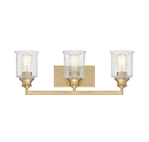 savoy house 8-1972-3-322 hampton warm brass 3-light bathroom vanity light (24″ w x 9″ h)