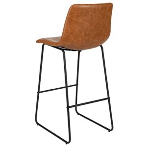 Flash Furniture Reagan 30 inch LeatherSoft Bar Height Barstools in Light Brown, Set of 2