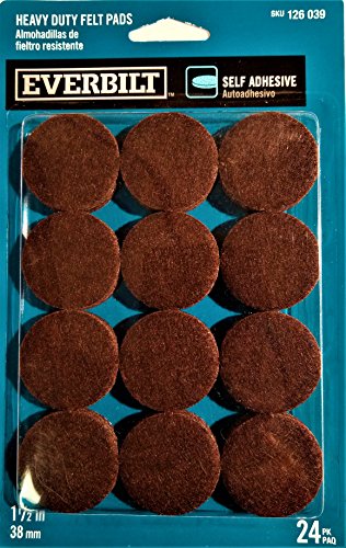 1-1/2 in. Brown Heavy-Duty Self-Adhesive Felt Pads (24-Pack)