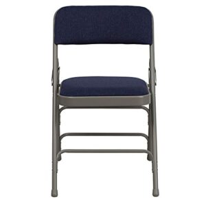 Flash Furniture 2 Pack HERCULES Series Curved Triple Braced & Double Hinged Navy Fabric Metal Folding Chair