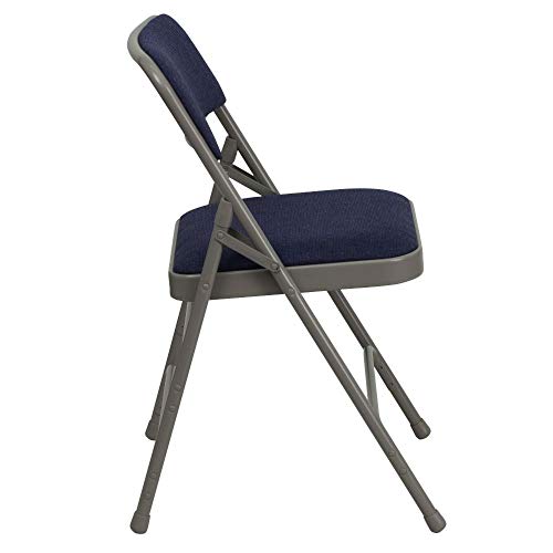 Flash Furniture 2 Pack HERCULES Series Curved Triple Braced & Double Hinged Navy Fabric Metal Folding Chair