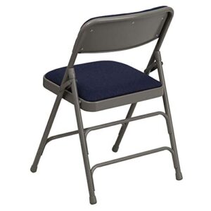 Flash Furniture 2 Pack HERCULES Series Curved Triple Braced & Double Hinged Navy Fabric Metal Folding Chair