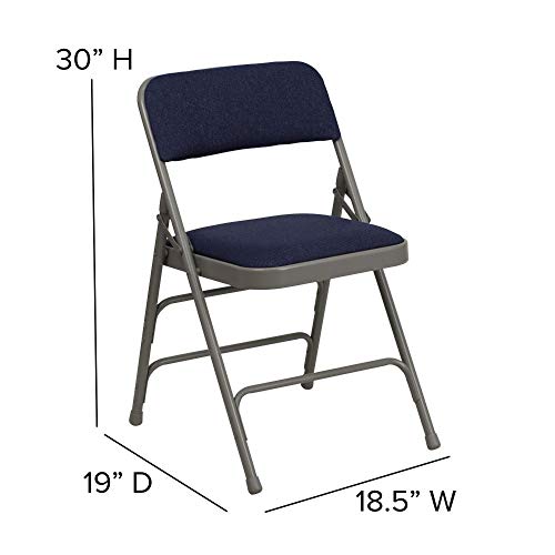 Flash Furniture 2 Pack HERCULES Series Curved Triple Braced & Double Hinged Navy Fabric Metal Folding Chair