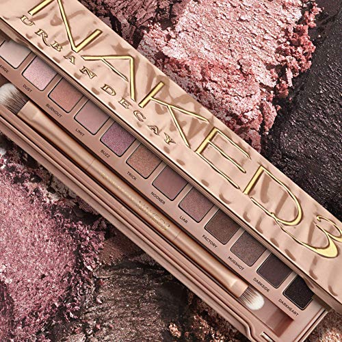 URBAN DECAY Naked3 Eyeshadow Palette, 12 Versatile Rosy Neutral Shades for Every Day - Ultra-Blendable, Rich Colors with Velvety Texture - Set Includes Mirror & Double-Ended Makeup Brush