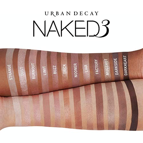 URBAN DECAY Naked3 Eyeshadow Palette, 12 Versatile Rosy Neutral Shades for Every Day - Ultra-Blendable, Rich Colors with Velvety Texture - Set Includes Mirror & Double-Ended Makeup Brush