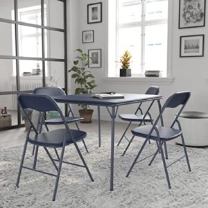 flash furniture 5 piece navy folding card table and chair set