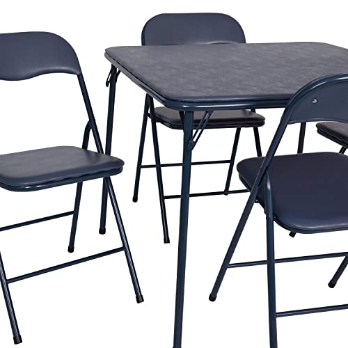 Flash Furniture 5 Piece Navy Folding Card Table and Chair Set