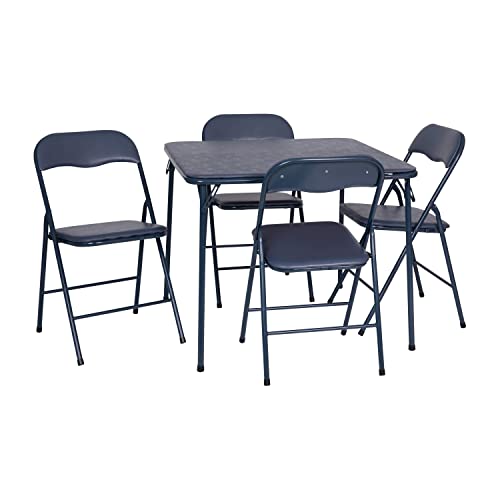 Flash Furniture 5 Piece Navy Folding Card Table and Chair Set