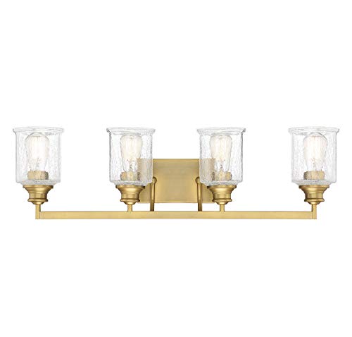 Savoy House 8-1972-4-322 Hampton Warm Brass 4-Light Bathroom Vanity Light (32" W x 9" H)