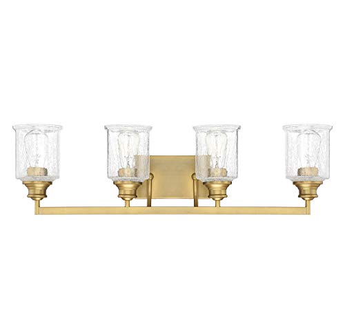 Savoy House 8-1972-4-322 Hampton Warm Brass 4-Light Bathroom Vanity Light (32" W x 9" H)