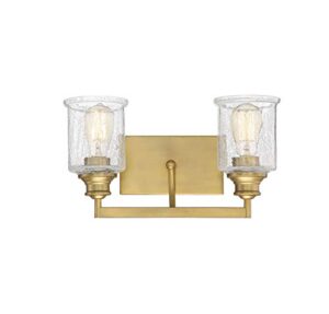 savoy house 8-1972-2-322 hampton warm brass 2-light bathroom vanity light (16″ w x 9″ h)