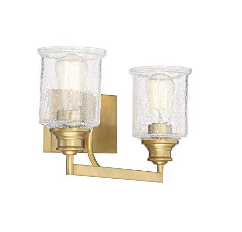 Savoy House 8-1972-2-322 Hampton Warm Brass 2-Light Bathroom Vanity Light (16" W x 9" H)