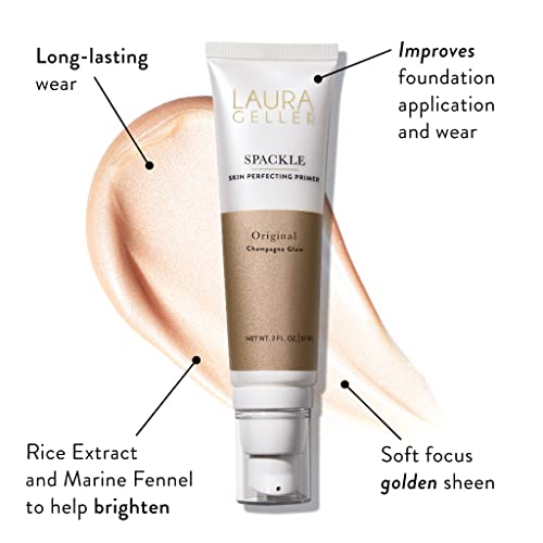 LAURA GELLER NEW YORK Spackle Super-Size - Champagne Glow - 2 Fl Oz - Skin Perfecting Primer Makeup with Hyaluronic Acid - Long-Wear Foundation Face Primer