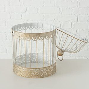 WHW Whole House Worlds Hamptons Romantic Gold Bird Cages, Set of 2, Decorative, Table Top Centerpieces, Latch Top, Metal, Handmade, 11.75 and 15.75 Inches