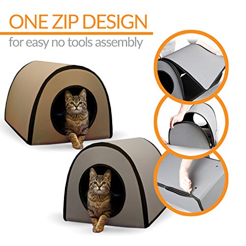 K&H Pet Products Thermo Mod Kitty Shelter Waterproof Outdoor Heated Cat House Gray 21 X 14 X 13 Inches