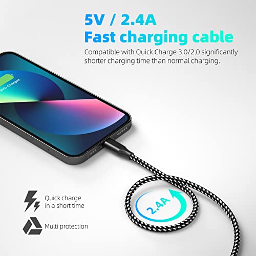 iPhone Charger [Apple MFi Certified] 3Pack 10FT Nylon Braided Lightning Cable Fast Charging iPhone Charger Cord Compatible with iPhone 13 12 11 Pro Max XR XS X 8 7 6 Plus SE and More