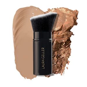 laura geller new york retractable black kabuki brush for liquid, cream and powder face makeup with aluminum handle