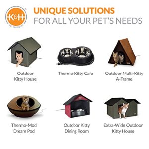 K&H PET PRODUCTS Outdoor Kitty Dining Room Outdoor Cat Shelter for Food & Water, Purrfect for Outdoor Feral Cats and Community Cats Olive 14 X 20 X 16.5