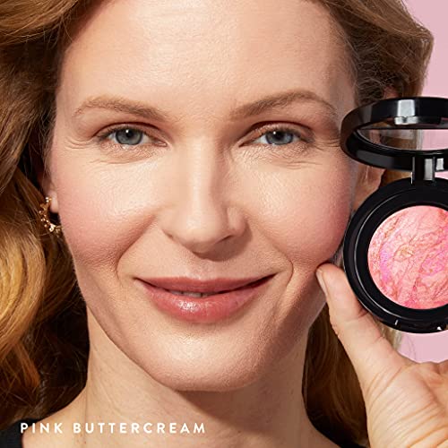 LAURA GELLER NEW YORK Baked Blush-n-Brighten Marbleized Blush- Pink Buttercream Creamy Lightweight Natural Finish