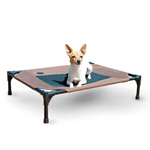 k&h pet products cooling elevated dog bed outdoor raised dog bed with washable breathable mesh, dog cot bed no-slip rubber feet, portable dog cot indoor outdoor dog bed, medium chocolate/black mesh