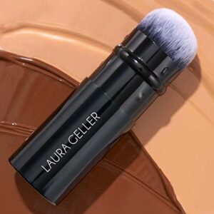 LAURA GELLER NEW YORK Retractable Airbrush Kabuki Brush for All Face Makeup & Foundation for Liquid, Cream and Powder Face Makeup With Aluminum Handle