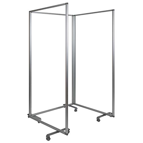 Flash Furniture Mobile Freestanding Clear Room Divider Partition Portable Roll Up Banner Sneeze Guard for Offices, Restaurants, Lobbies and Other Public Areas