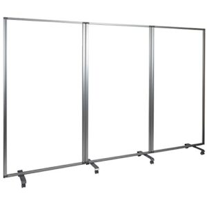 Flash Furniture Mobile Freestanding Clear Room Divider Partition Portable Roll Up Banner Sneeze Guard for Offices, Restaurants, Lobbies and Other Public Areas