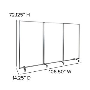 Flash Furniture Mobile Freestanding Clear Room Divider Partition Portable Roll Up Banner Sneeze Guard for Offices, Restaurants, Lobbies and Other Public Areas