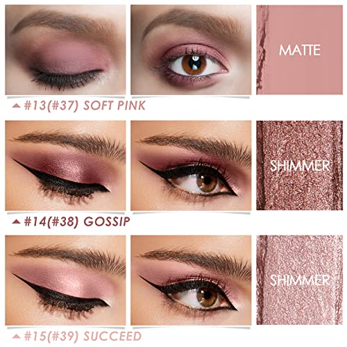 FOCALLURE 3PCS Cream Eyeshadow Stick Sets,Matte and Shimmer Eye Brightener Stick,Light to Dark Pink Eyeshadow Pencil,Long Lasting Waterproof Eye Shadow Highlighter Stick Makeup,Rose Hangover