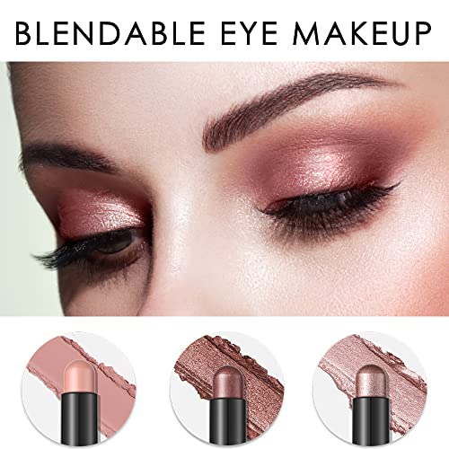 FOCALLURE 3PCS Cream Eyeshadow Stick Sets,Matte and Shimmer Eye Brightener Stick,Light to Dark Pink Eyeshadow Pencil,Long Lasting Waterproof Eye Shadow Highlighter Stick Makeup,Rose Hangover