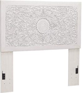 signature design by ashley paxberry boho chic panel adjustable headboard only, full, whitewash