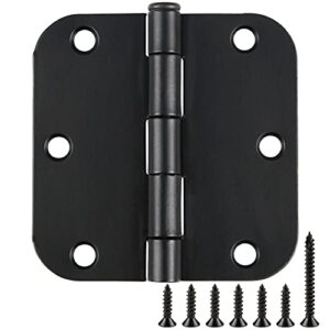 30 pack rounded matte black door hinges 3.5 inch 5/8″ radius interior 3 1/2 inch door hinges flat iron bifold residential standard bedroom indoor door hinges for doors 3 ½”x 3 ½” hardware controls