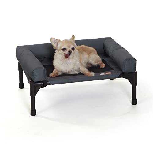 K&H PET PRODUCTS Original Bolster Pet Cot Elevated Pet Bed with Removable Bolsters Charcoal/Black Mesh Small 17 X 22 X 7 Inches