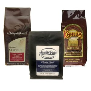 meadow ridge mocha mint coffee bundled with kahlua mocha and harry david chocolate cherry – 12 ounce each