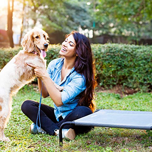 Bedsure Large Elevated Cooling Outdoor Dog Bed - Raised Dog Cots Beds for Large Dogs, Portable Indoor & Outdoor Pet Hammock Bed with Skid-Resistant Feet, Frame with Breathable Mesh, Grey, 49 inches