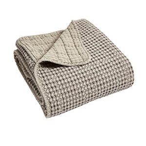 Levtex Home - Mills Waffle - King Bedspread Set - Taupe Cotton Waffle - Bedspread Size (122 x 106in.), Sham Size (36 x 20in.)