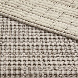 Levtex Home - Mills Waffle - King Bedspread Set - Taupe Cotton Waffle - Bedspread Size (122 x 106in.), Sham Size (36 x 20in.)