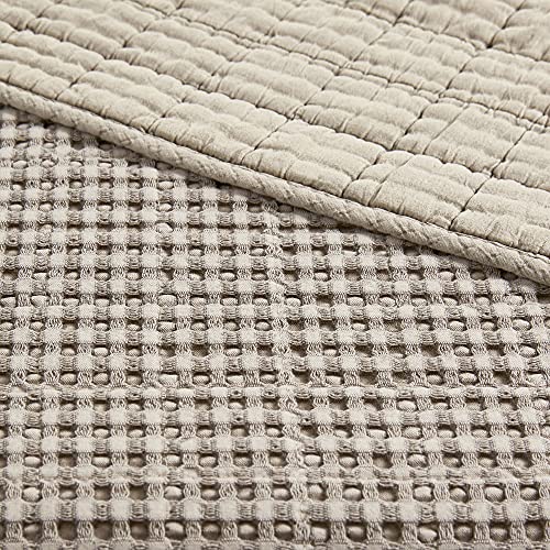 Levtex Home - Mills Waffle - King Bedspread Set - Taupe Cotton Waffle - Bedspread Size (122 x 106in.), Sham Size (36 x 20in.)