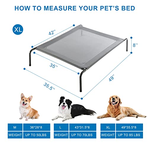 Elevated Dog Bed, Western Home Raised Dog Bed Cot for Large Medium Small Dogs, Portable Pet Cot for Indoor and Outdoor with Breathable Mesh, Durable Frame and Skid-Resistant Feet