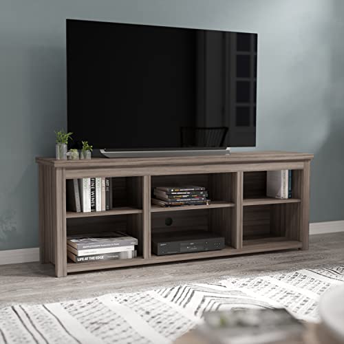 Flash Furniture Kilead Farmhouse TV Stand for up to 80" TVs-65 Engineered Wood Framed Media Console with Open Storage, 65", Gray Wash Oak