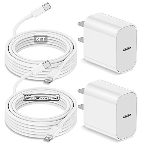 [2Pack]iPhone 14 13 12 Fast Charger, [Apple MFi Certified] 6ft long Type C to Lightning Cable Fast Charging, Apple USB C Charger Block for iPhone14/13/13Pro Max/12/12 Pro Max/11/11Pro Max/XS/XR/X,iPad