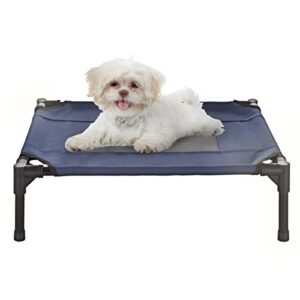 elevated dog bed – 24.5×18.5 portable bed for pets with non-slip feet – indoor/outdoor dog cot or puppy bed for pets up to 25lbs by petmaker (blue)