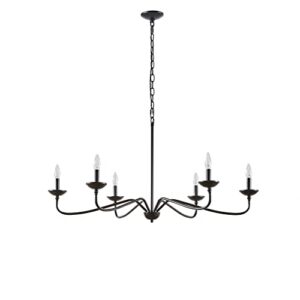 Hampton Hill Brighton Farmhouse Metal Rustic 6-Light Chandelier - Traditional Dining Room Antique Ceiling Lighting for Bedroom, 40" W x 40" D x 72" H, Matte Black