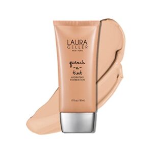 laura geller new york quench-n-tint hydrating foundation – light/medium – sheer to light buildable coverage – natural glow finish – lightweight formula with hyaluronic acid