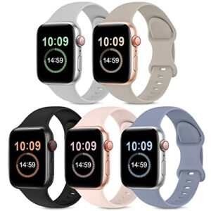 oyodss 5 pack bands compatible with apple watch band 38mm 40mm 41mm 42mm 44mm 45mm 49mm, silicone sport strap for iwatch ultra se series 8 7 6 5 4 3 2 1 women pinksand/stone/lavender gray/black/gray