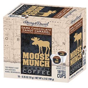 Moose Munch Coffee in Single Serve Cups for use with all Keurig K-Cups Brewers 36 Count (Dark Chocolate Candy Caramel)